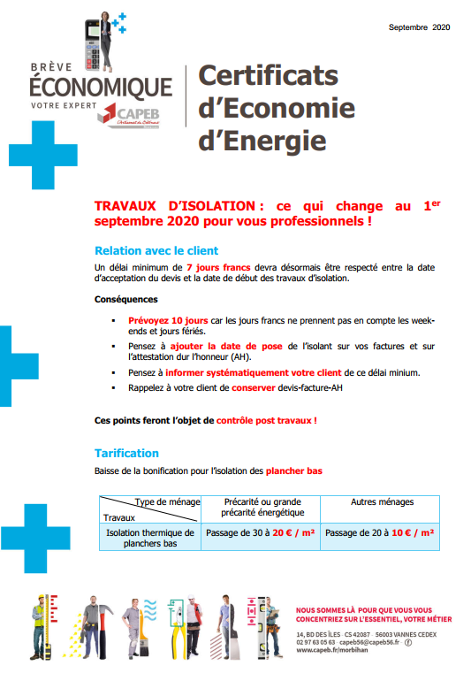 Certificats d'Economie d'Energie - travaux d'isolation : ce qui change au 1er septembre 2020 ...